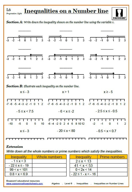 Common Core Sheets Inequalities Harry Carrol s English Worksheets