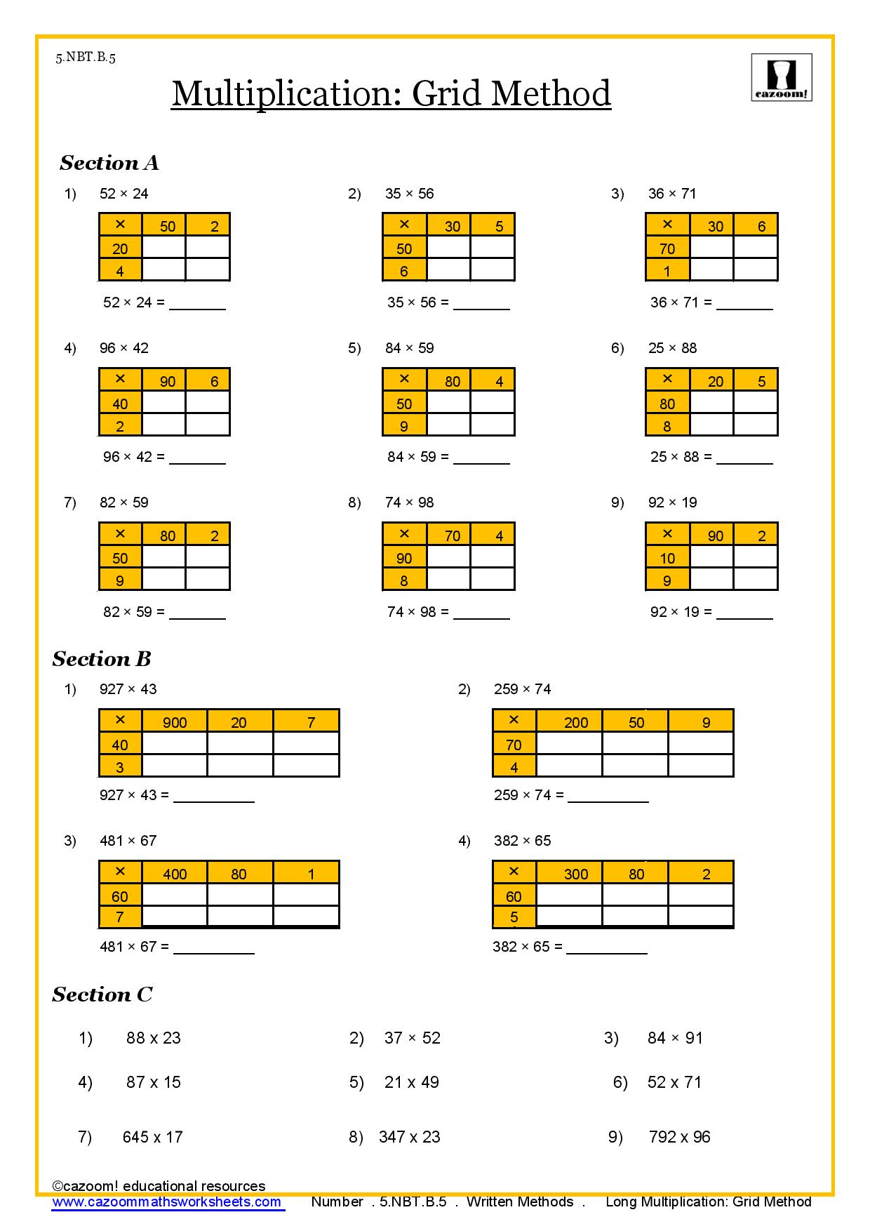 5th Grade Math Worksheets PDF | Printable PDF Worksheets