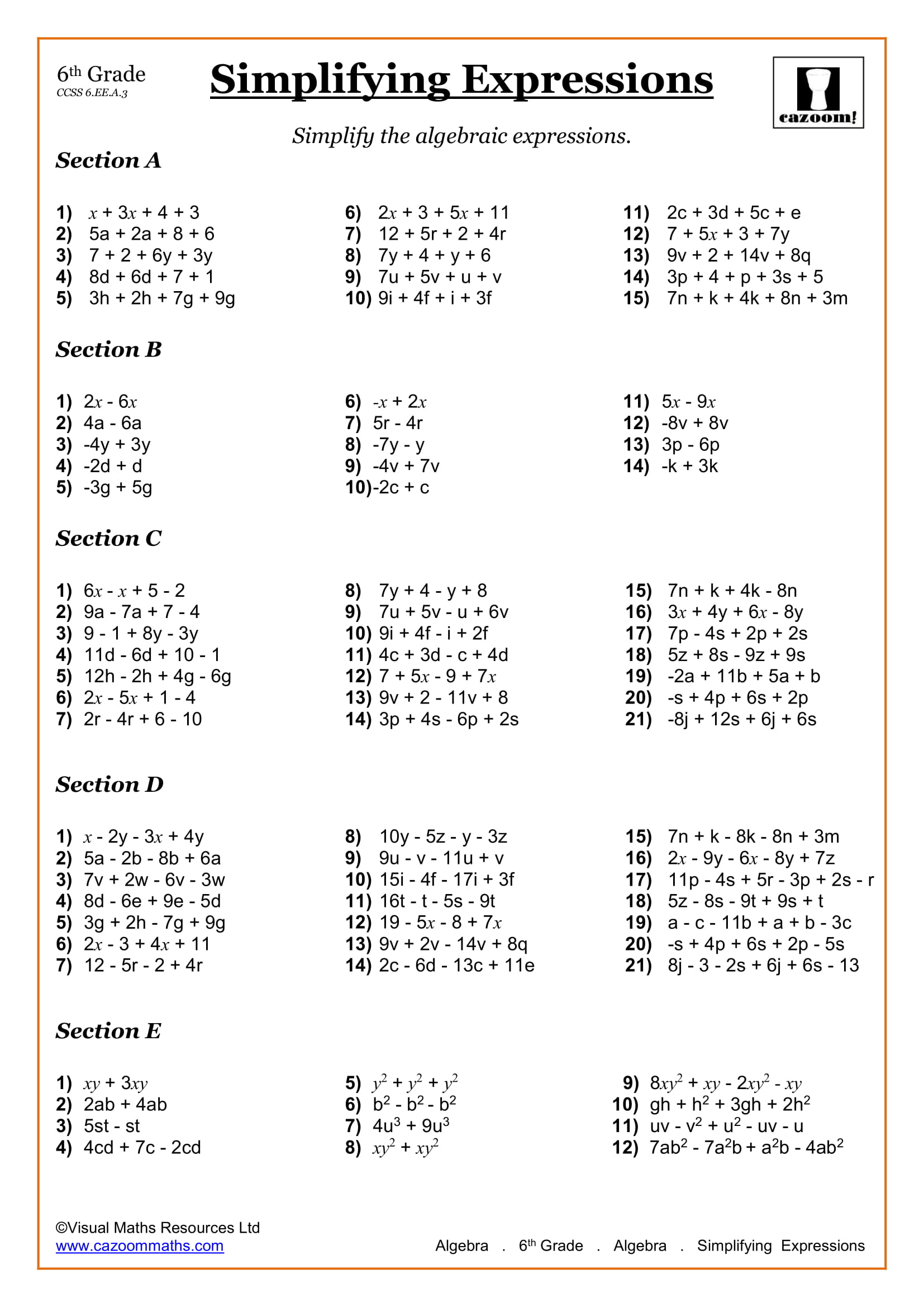 Sixth Grade Math Worksheets And Answers Gambaran